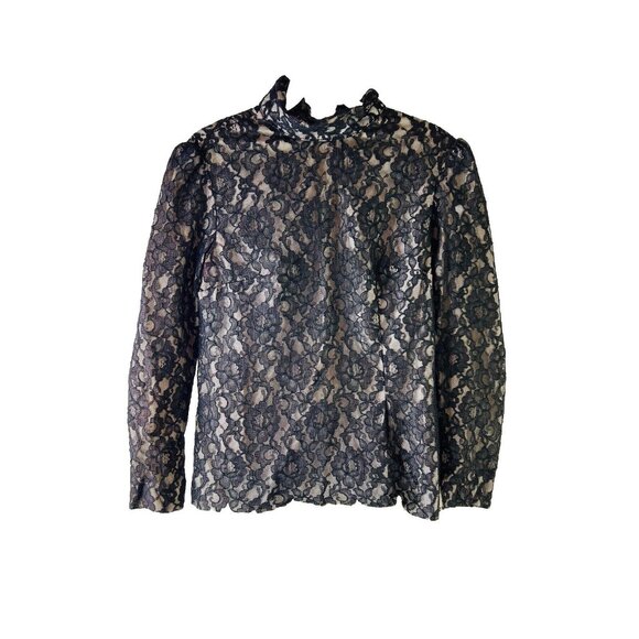 American Vintage | Tops | Vtg 94s Handmade Lace Hook Latch Back Blouse ...